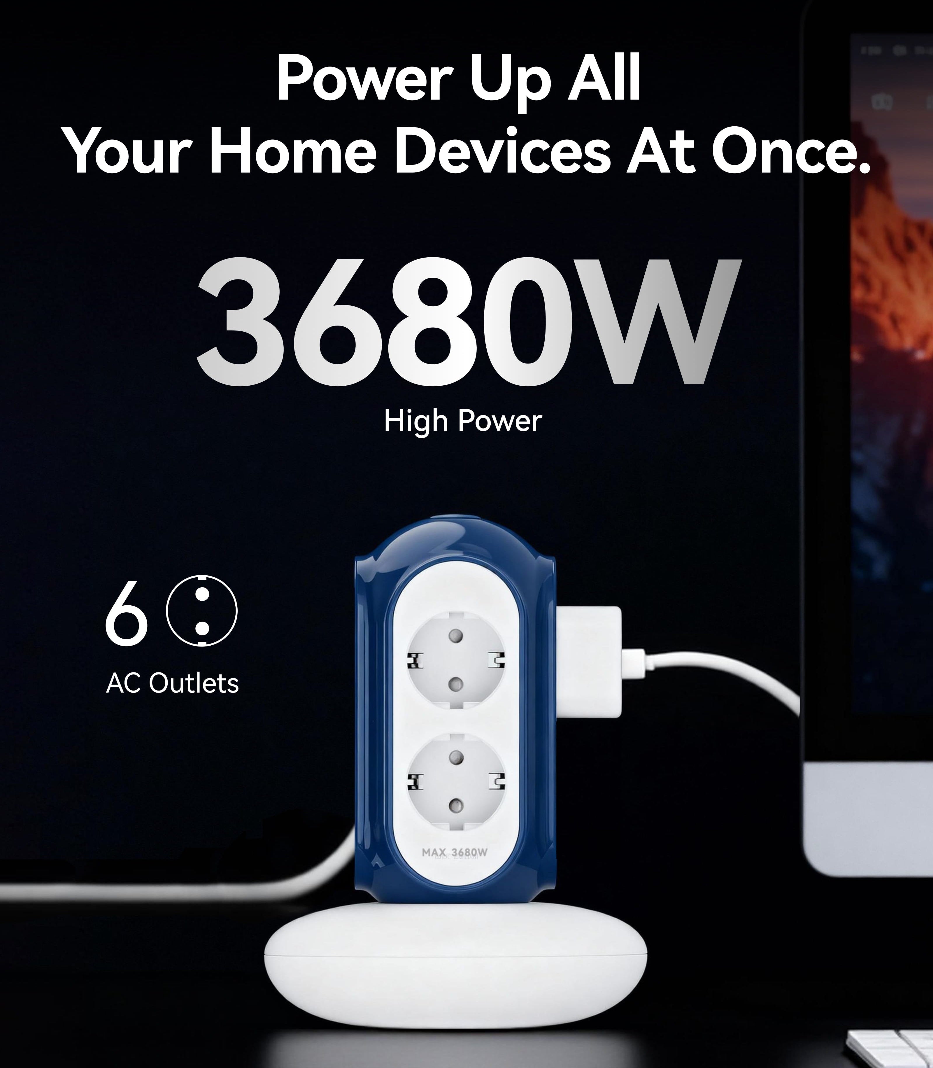 MiaoLab Tower Power Strips(Multiple Socket 6-Way with Switch)